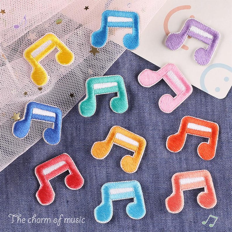 3pc Musical Note Patch 1" Embroidered Music Symbol Sticker Beamed ...