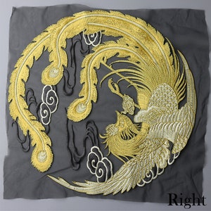Gold Phoenix Round Sew on Patch Large 12"/ 31cm Japanese Bird Back ...