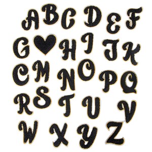 Chenille Letter Iron on Patch Sew 2.75/7cm Cursive Alphabet A-Z Gold ...