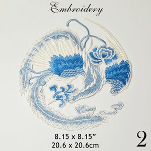 Large Phoenix Round Sew on Patch 8"/ 20cm Japanese Bird Back Patch ...