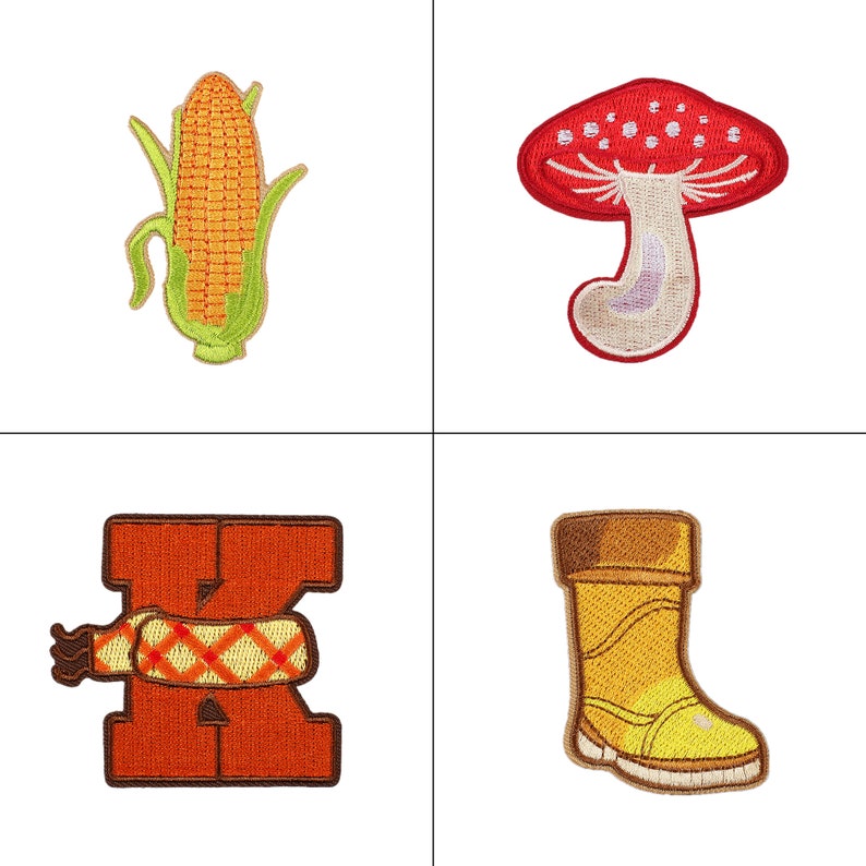 Fall Harvest Letter Patch Iron on Patch Autumn Picking Harvesting Leaf ...