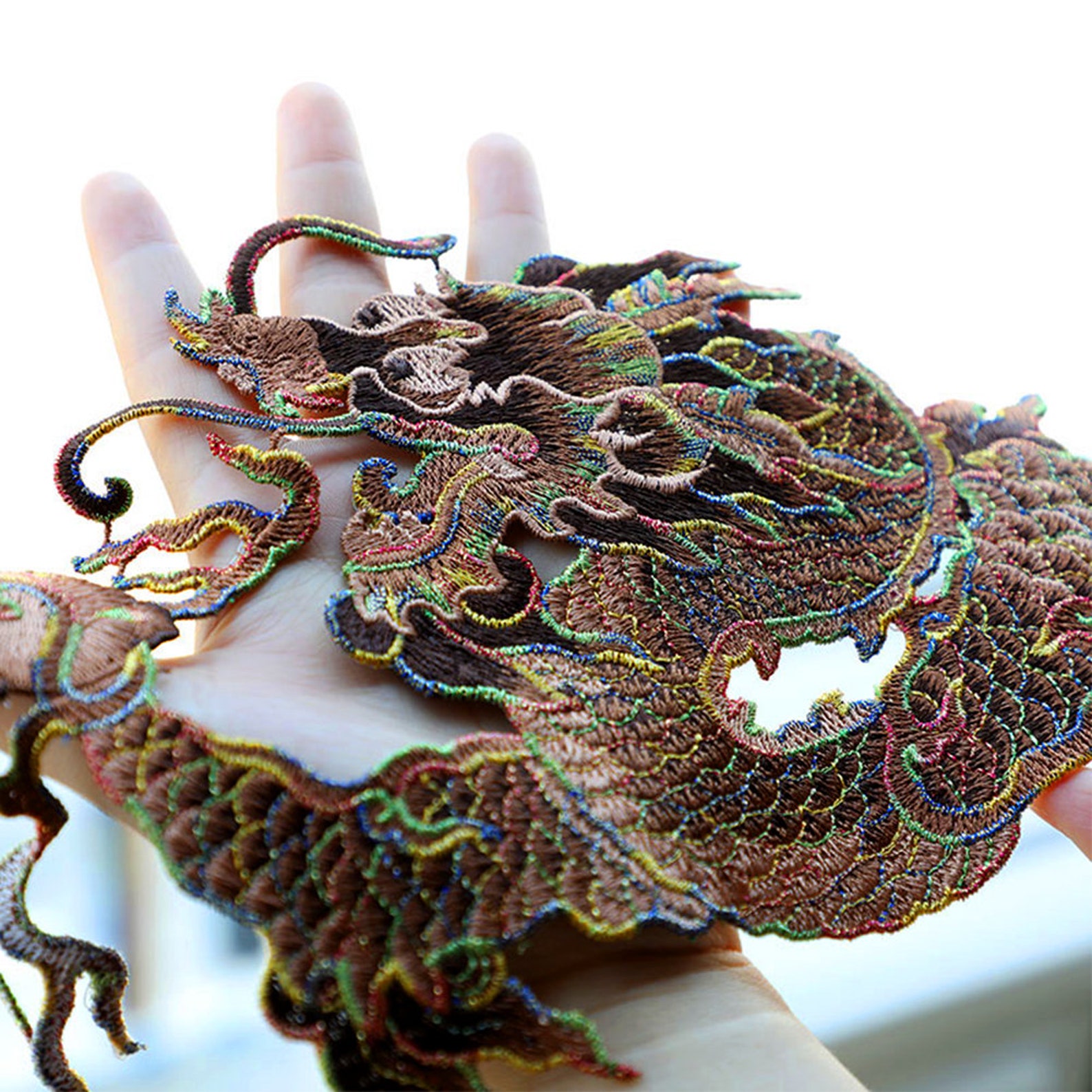 11 Large Chinese Dragon Patch Sew on Back Patch Round Embroidered ...