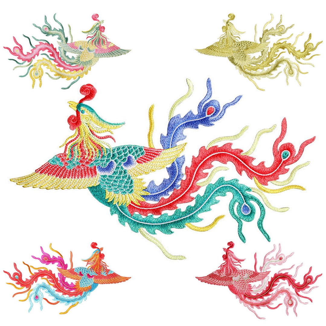 Phoenix Patch Sew on 11"/28cm Large Embroidered Japanese Bird Pair Big ...