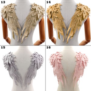 3D Angel Wing Shoulder Strap Patch Pair Guipure Lace Neckline Collar ...