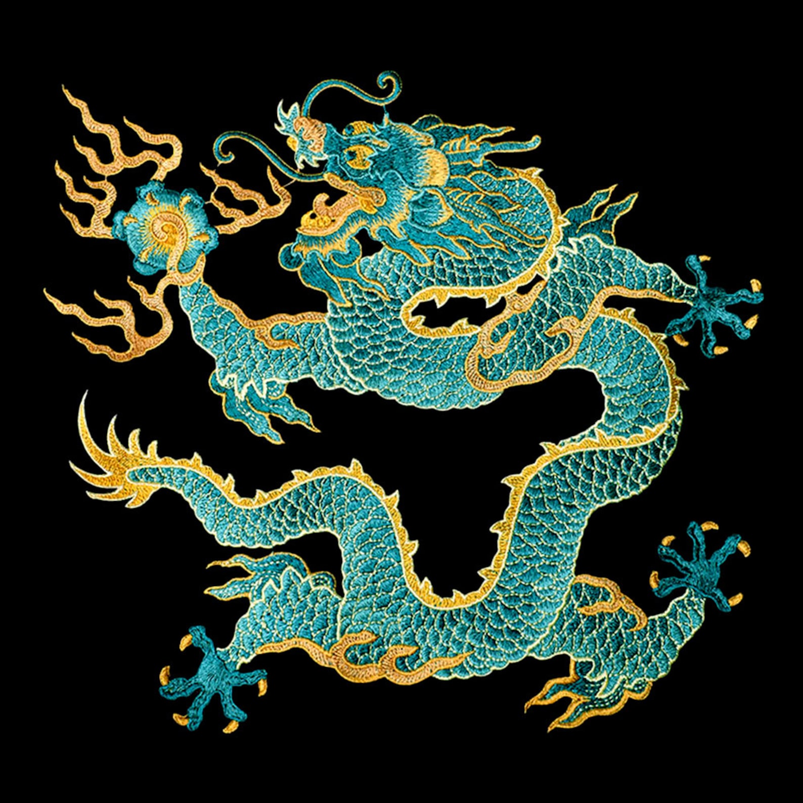 11 Large Chinese Dragon Patch Sew on Back Patch Round Embroidered ...