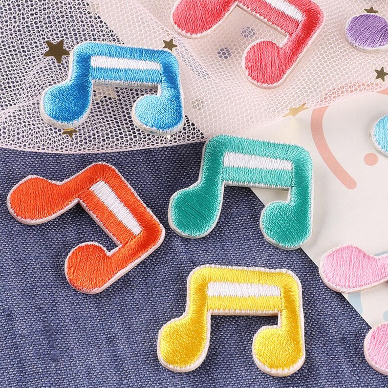 3pc Musical Note Patch 1" Embroidered Music Symbol Sticker Beamed ...