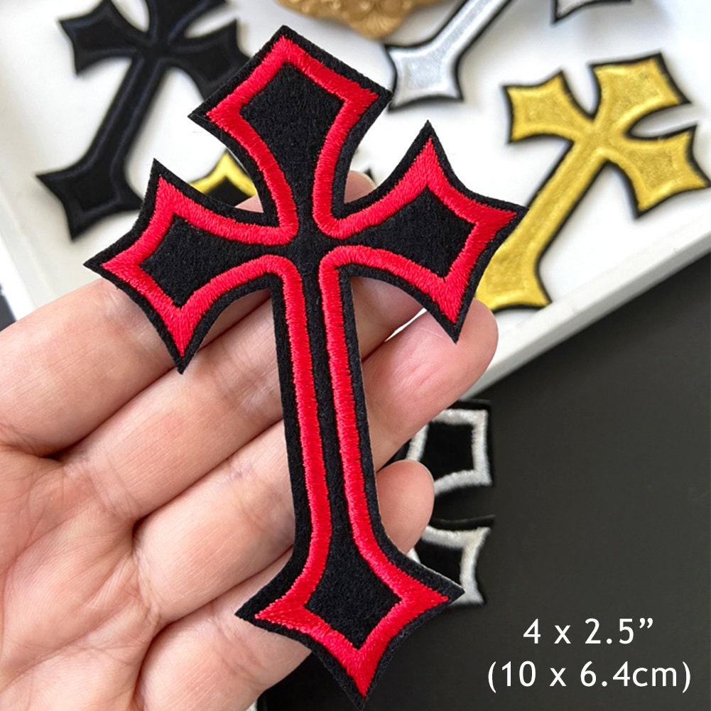 Gothic Cross Iron on Patch Christian Embroidered Sew Patch Crucifix ...