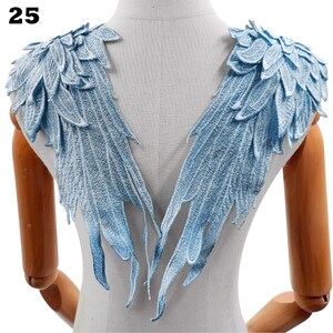 3D Angel Wing Shoulder Strap Patch Pair Guipure Lace Neckline Collar ...
