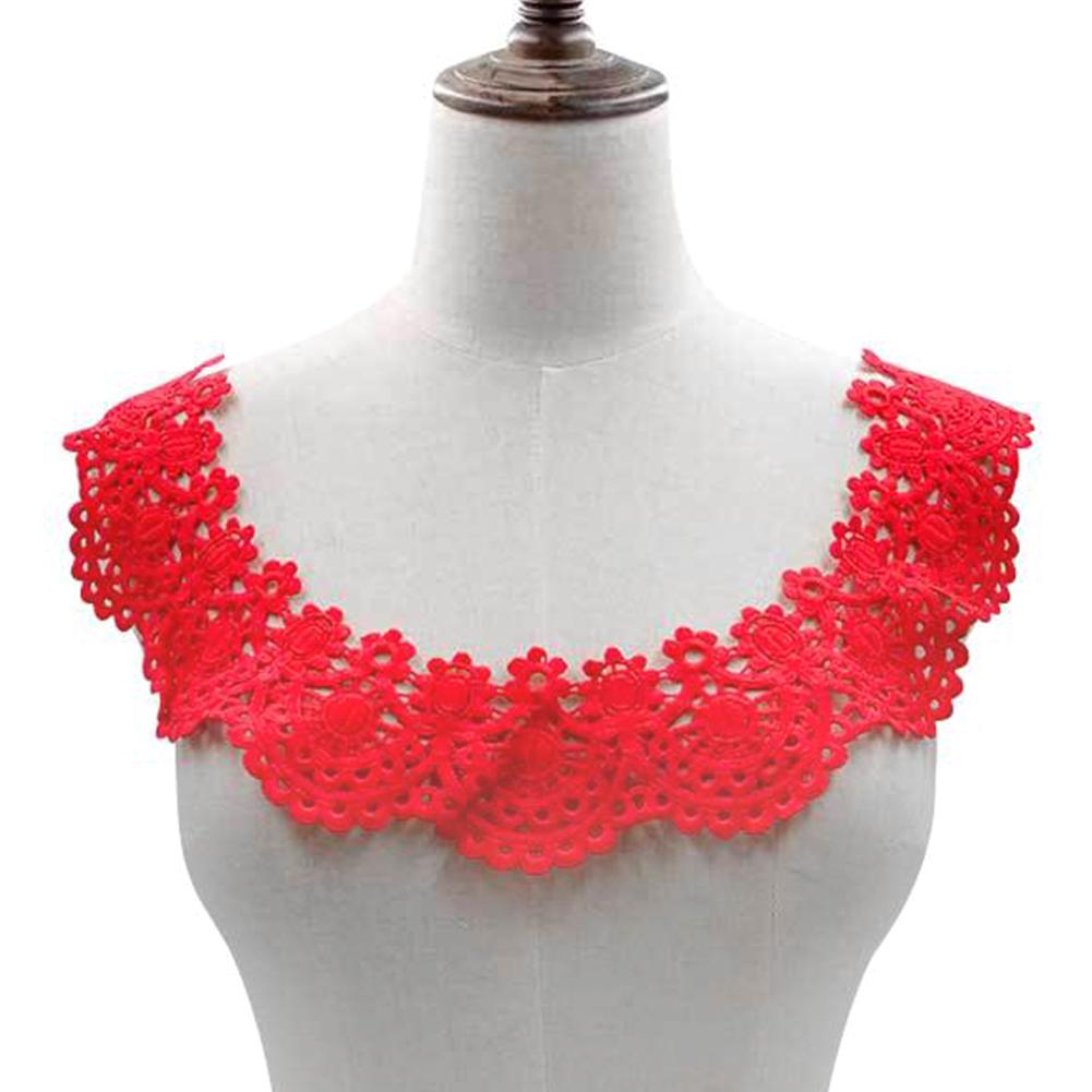 Guipure Lace Trim Floral Applique Round Collar Neckline Patch Shoulder ...