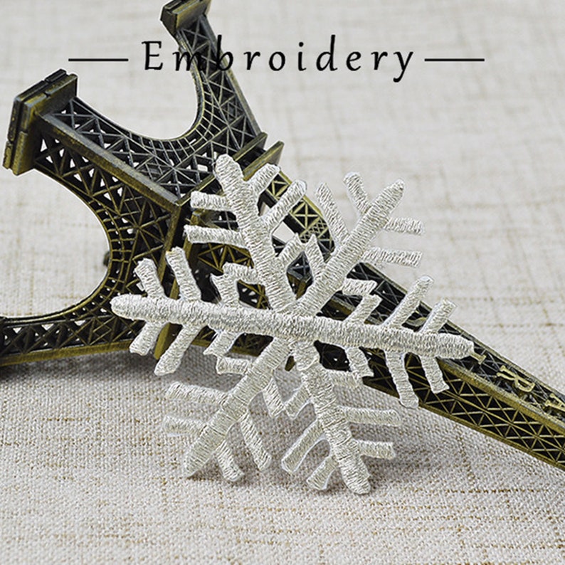 3pc Snowflake Iron on Patch Embroidered White Gold Silver Snow Flake ...