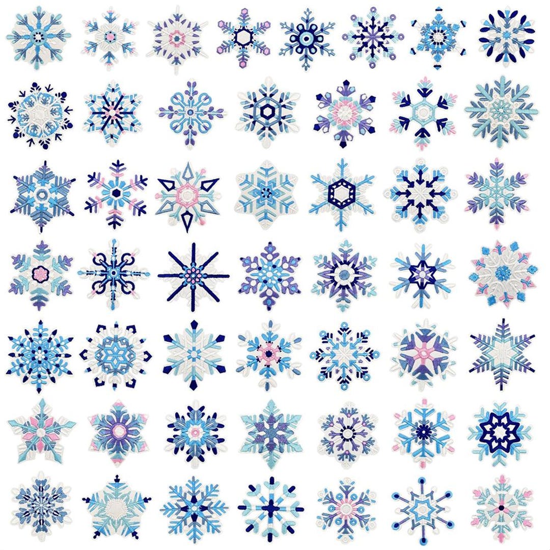 3pc Snowflake Iron on Patch Embroidered White Snow Flake Applique ...