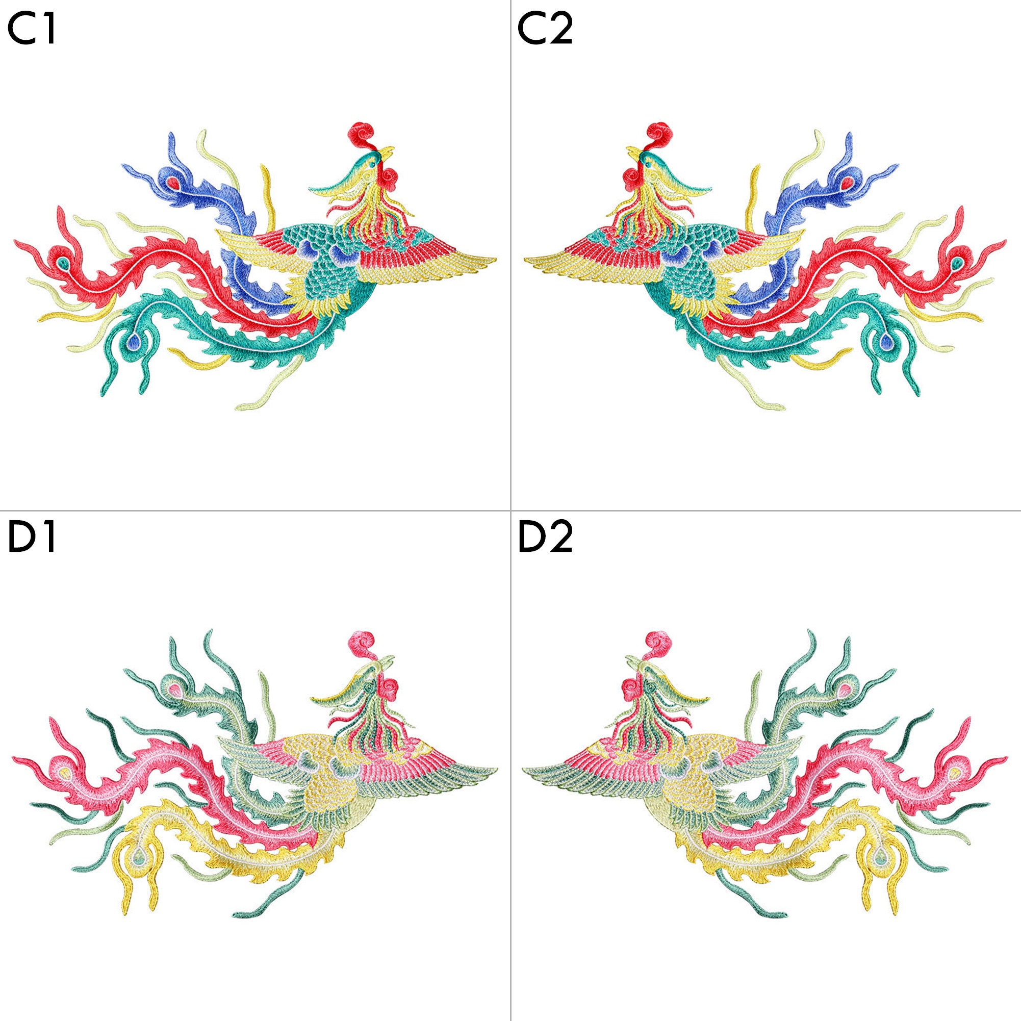 Phoenix Patch Sew on 11"/28cm Large Embroidered Japanese Bird Pair Big ...