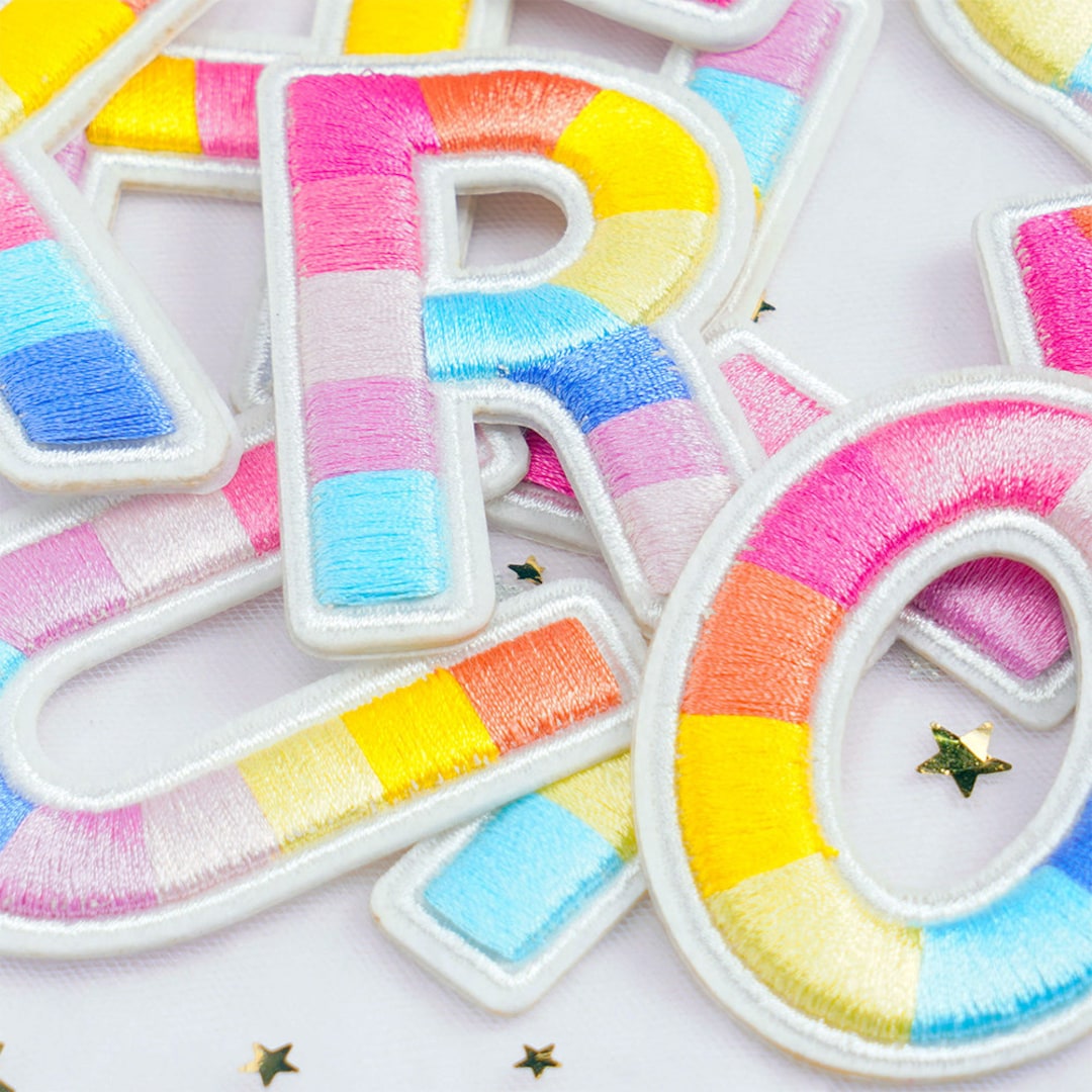 3D Rainbow Letter Patch 2.5"/6cm Self Adhesive Sticker Stick on Iron on ...