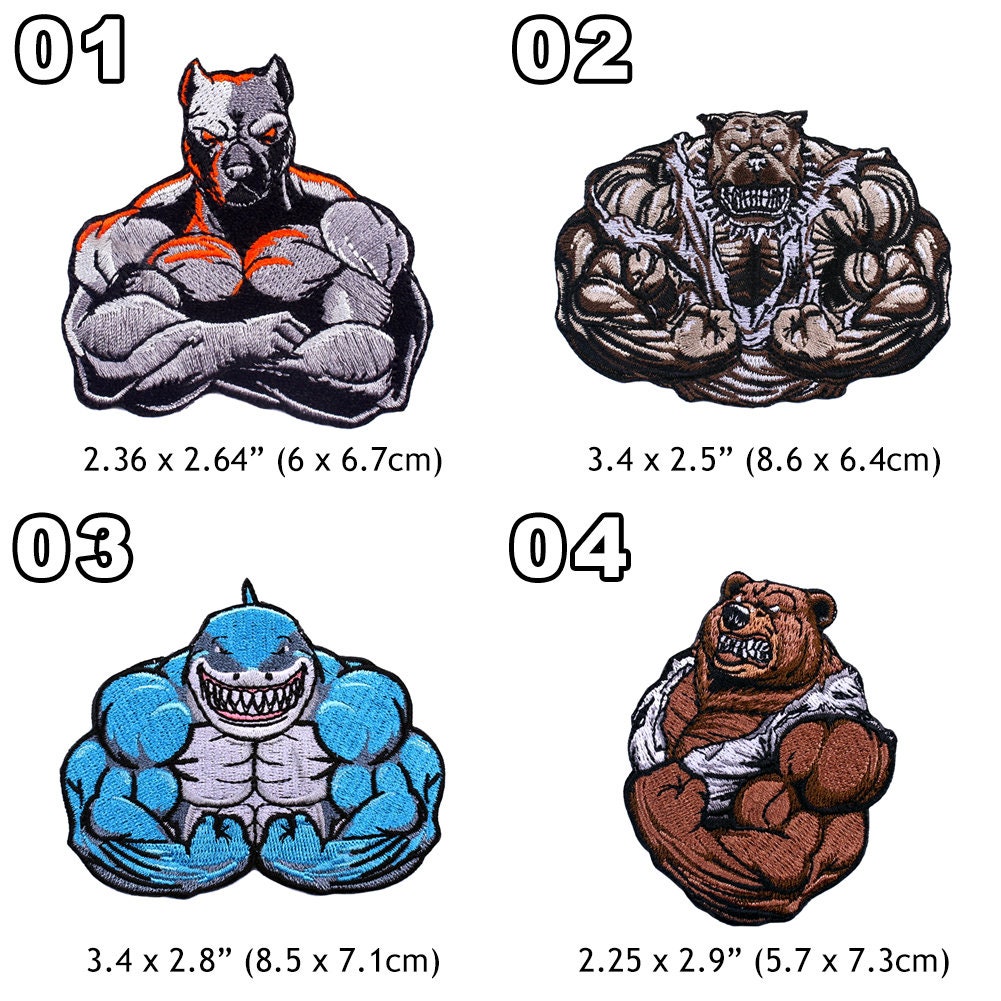 Muscle Man Sew Iron on Patch Muscular Strong Bicep Bodybuilder - Etsy