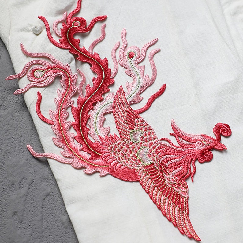Phoenix Patch Sew on 11"/28cm Large Embroidered Japanese Bird Pair Big ...