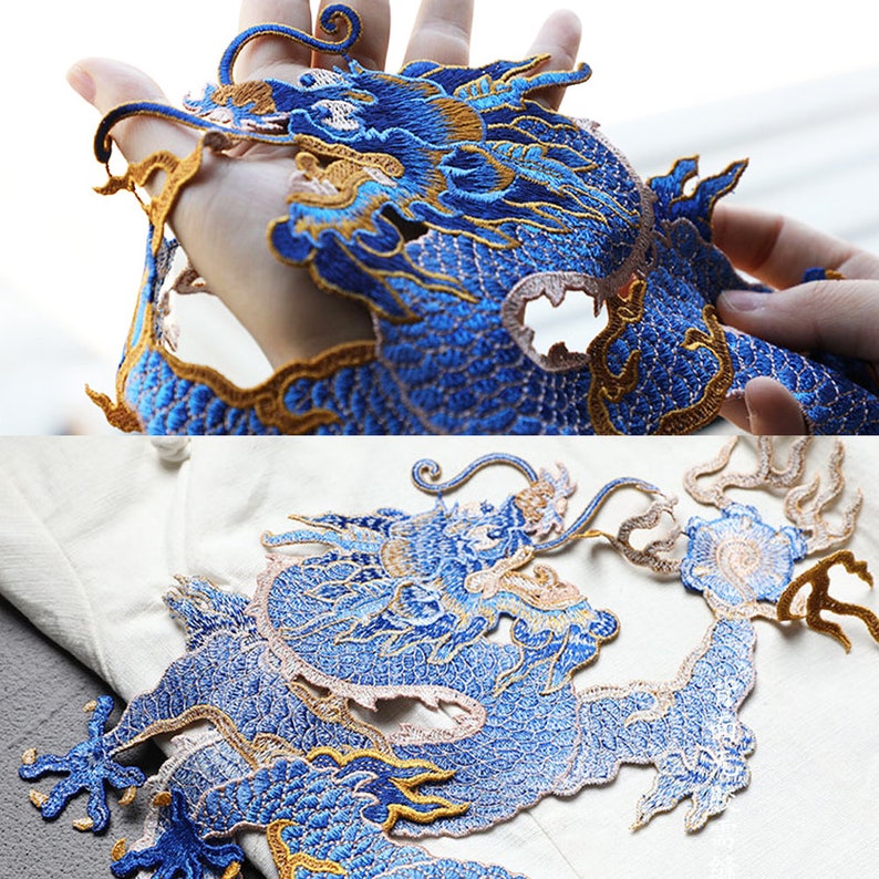 11" Large Chinese Dragon Patch Sew on Back Patch Round Embroidered ...