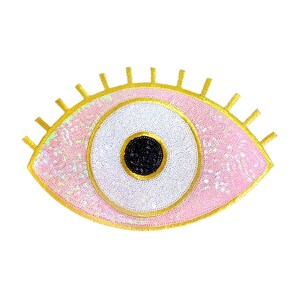 All Seeing Eye Sequin Iron on Patch Evil Eye Large Sew on Patch ...