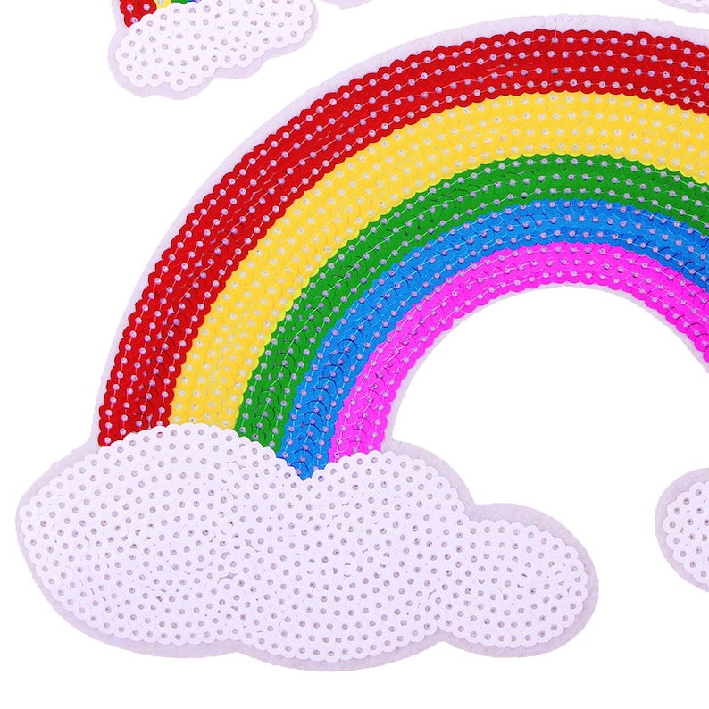 Large Sequin Rainbow Cloud Iron on Patch Sew on Patch DIY - Etsy