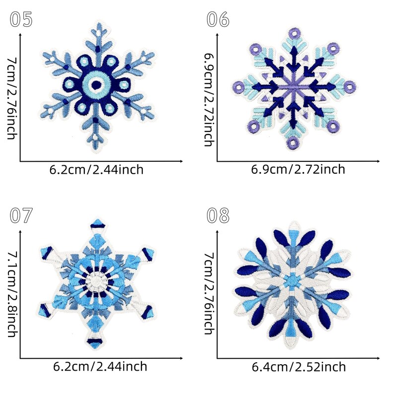 3pc Snowflake Iron on Patch Embroidered White Snow Flake Applique ...