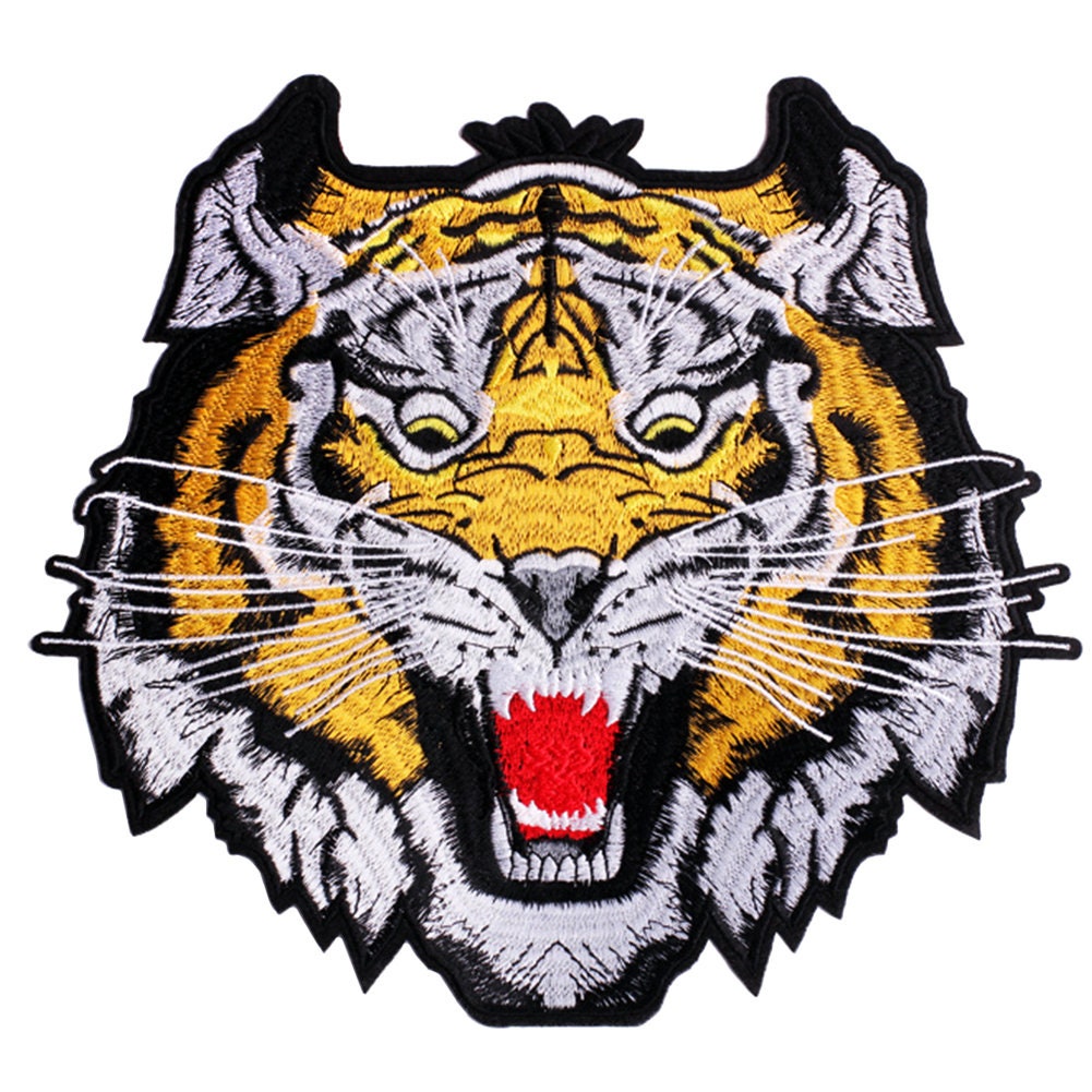 Large Tiger Roaring Head Iron on Patch Sew on Patch - Etsy