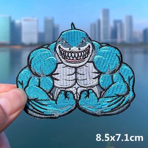 Muscle Man Sew Iron on Patch Muscular Strong Bicep Bodybuilder ...