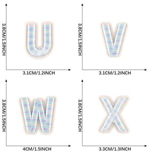3D Letter Patch Iron on Patch Blue Purple Pink Striped 1.5"/4cm Sew on ...