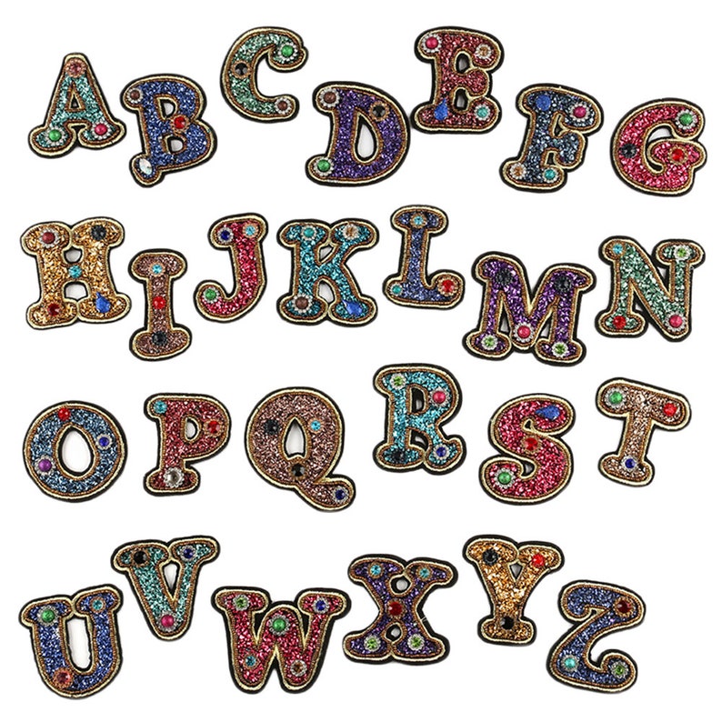 Rhinestone Letter Iron on Sew Patch Beaded Bead Bling Jewel Luxury ...