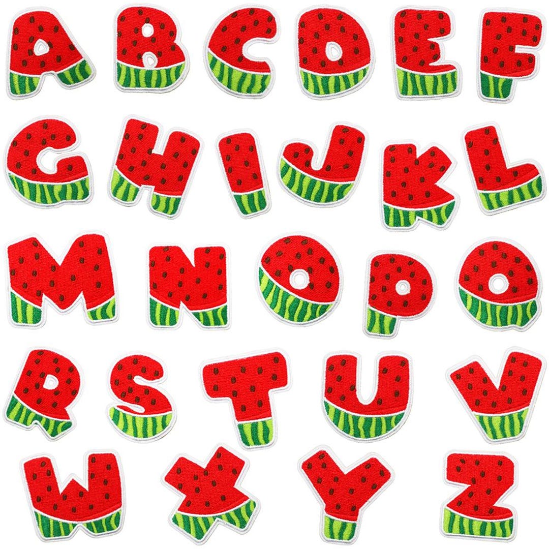 Watermelon Iron on Letter Patch - Embroidered Alphabet A to Z, Cute Red ...