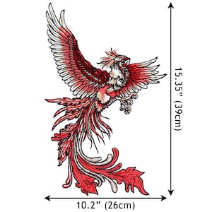 Large Phoenix Sew on Patch 15"/39cm Japanese Bird Round Back Patch ...