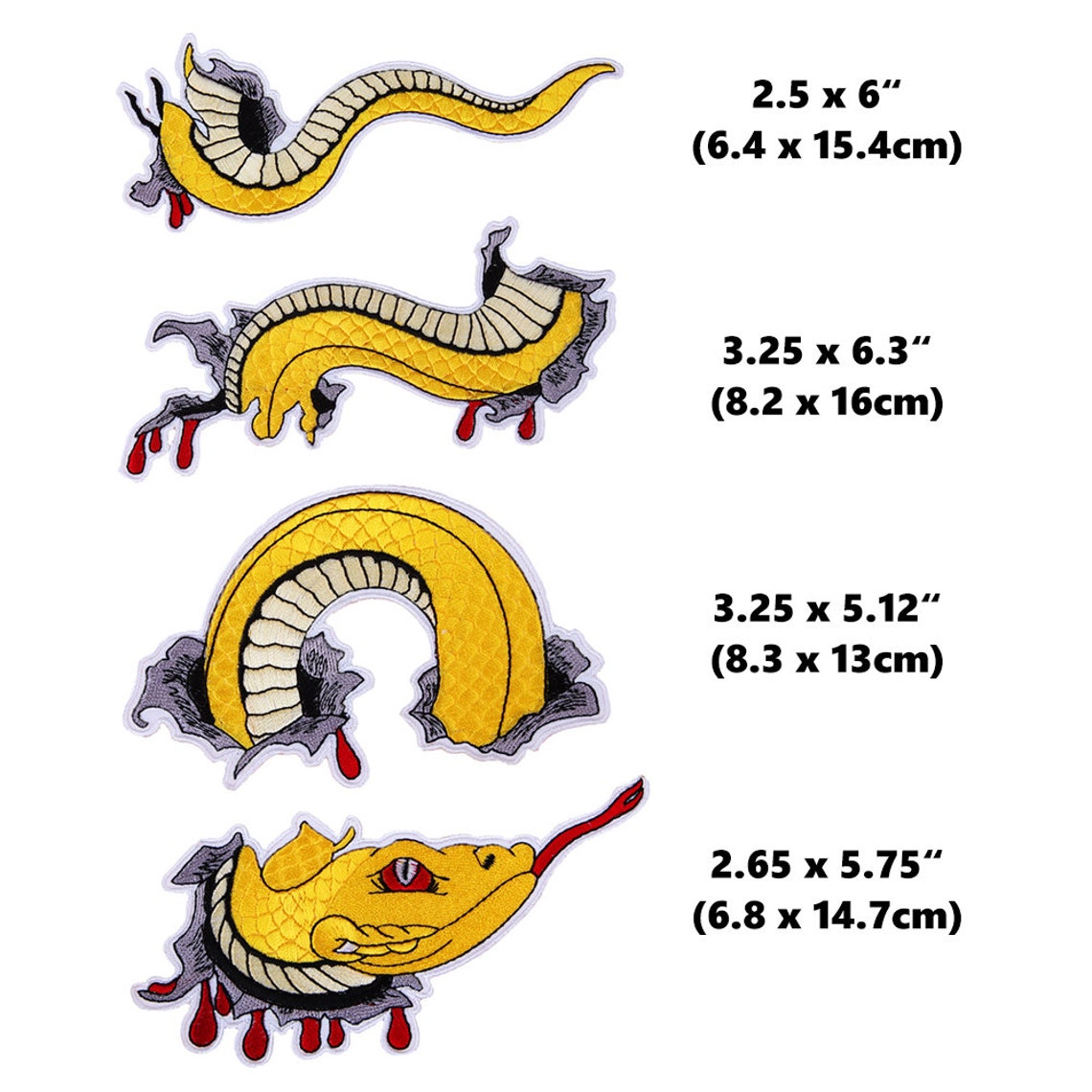 3D Large Snake Serpent Iron on Patch Yellow Gold 4pc Sew on - Etsy