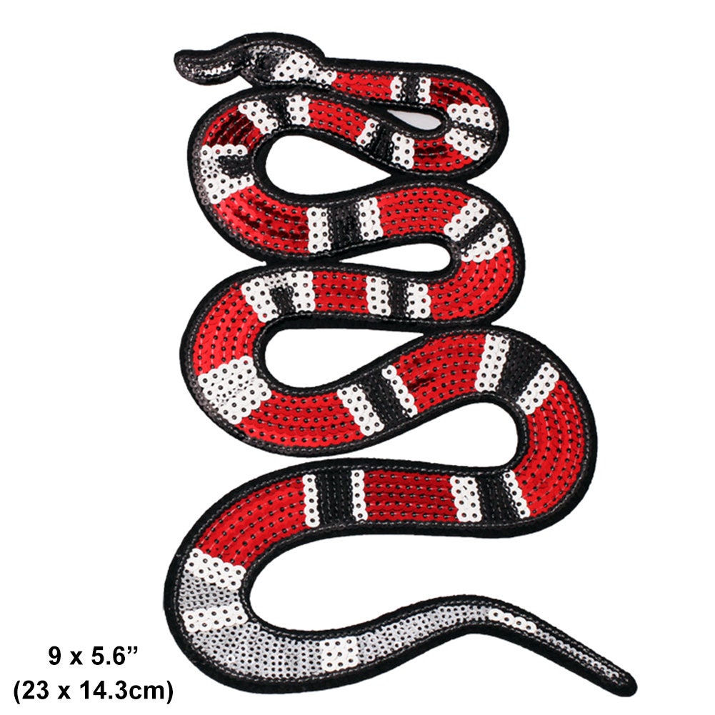 Large Sequin Coral Snake Back Patch Sew Iron on Large Applique Red ...