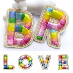 Rainbow Letter Patch 3D Self Adhesive Sticker 2.15" 5.5cm Stick on ...