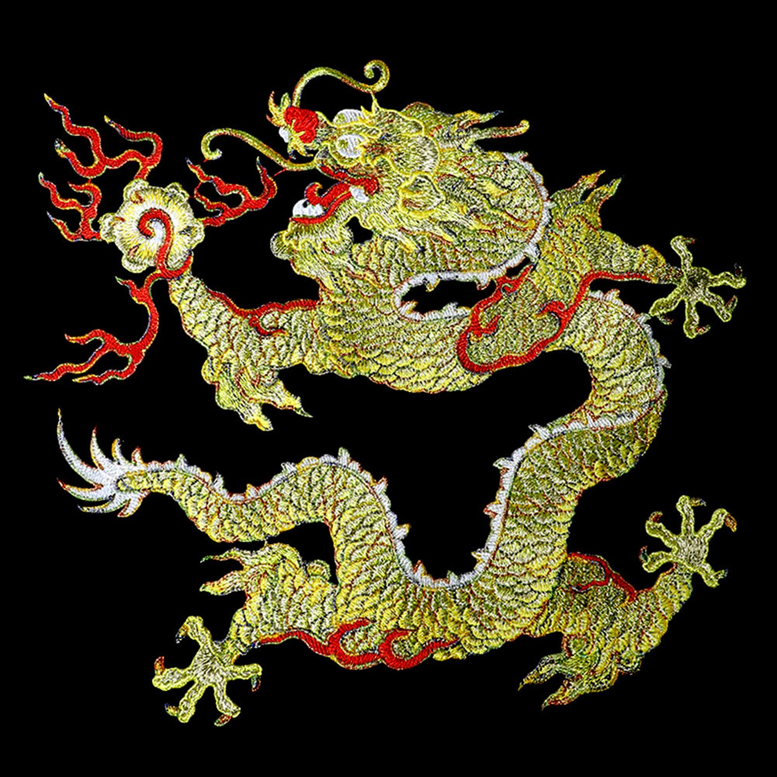 11" Large Chinese Dragon Patch Sew on Back Patch Round Embroidered ...