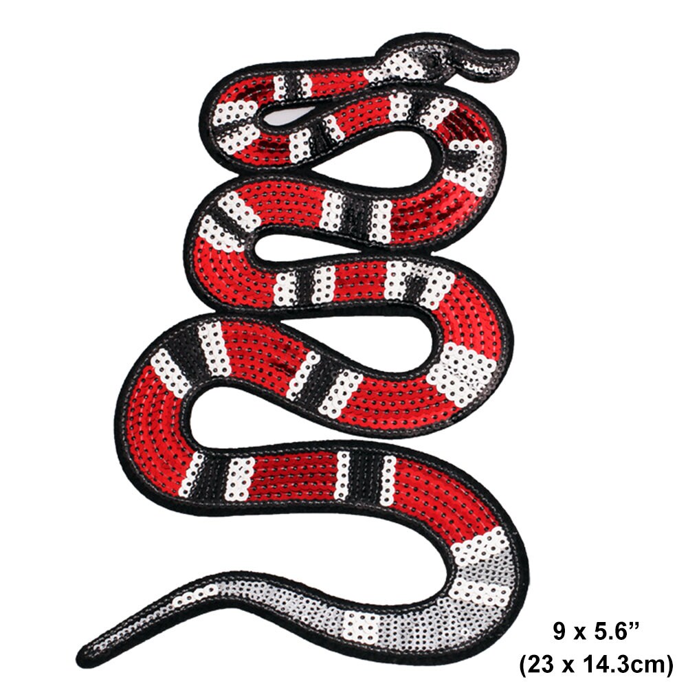 Large Sequin Coral Snake Back Patch Sew Iron on Large Applique Red ...