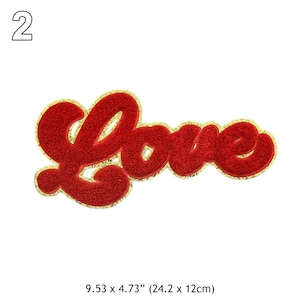 Chenille Love Iron on Patch Love Heart Wording Word Letter Valentine's ...