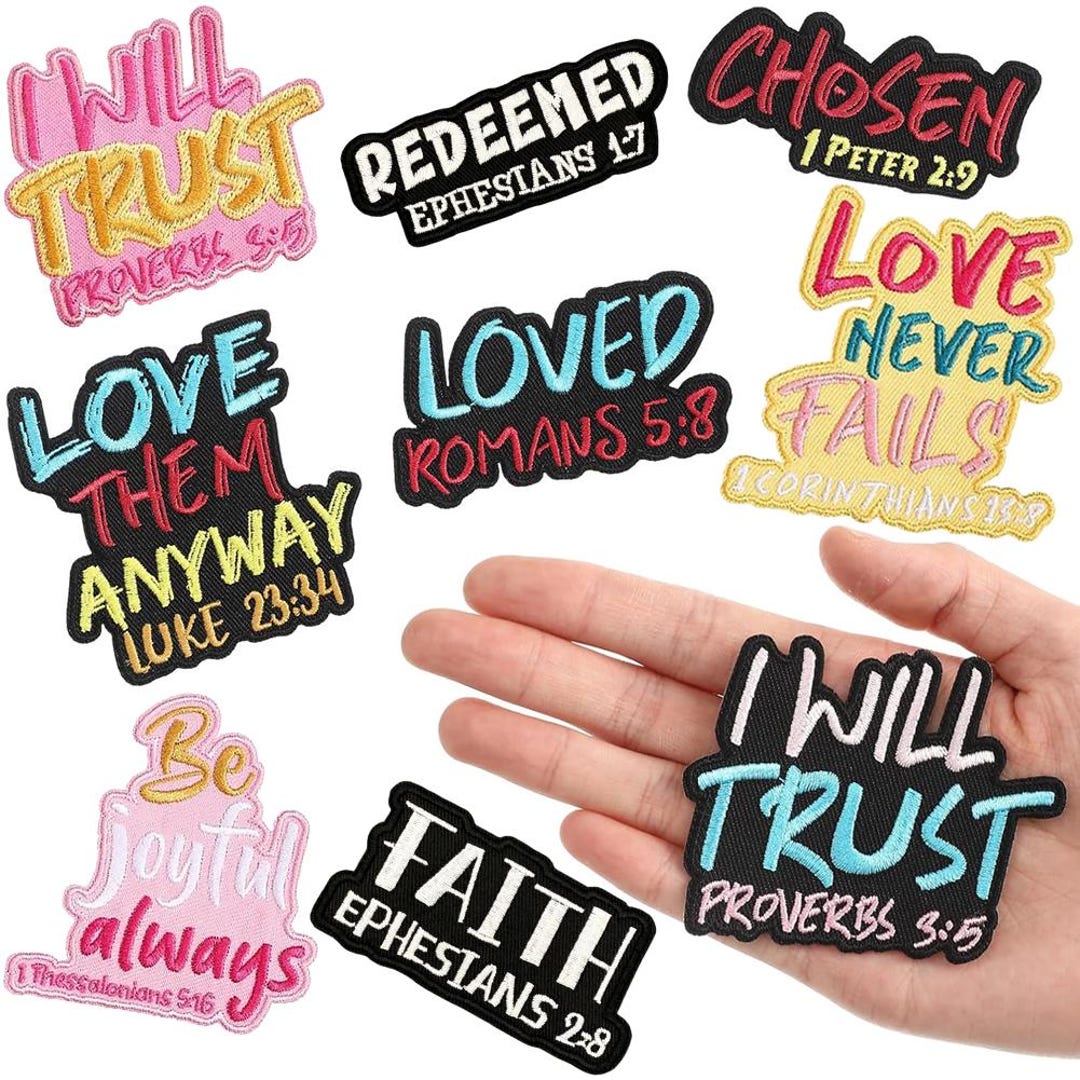 Jesus Scripture Iron on Patch - Bible Verse Embroidered Patch, Black ...