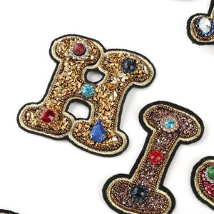 Rhinestone Letter Iron on Sew Patch Beaded Bead Bling Jewel Luxury ...