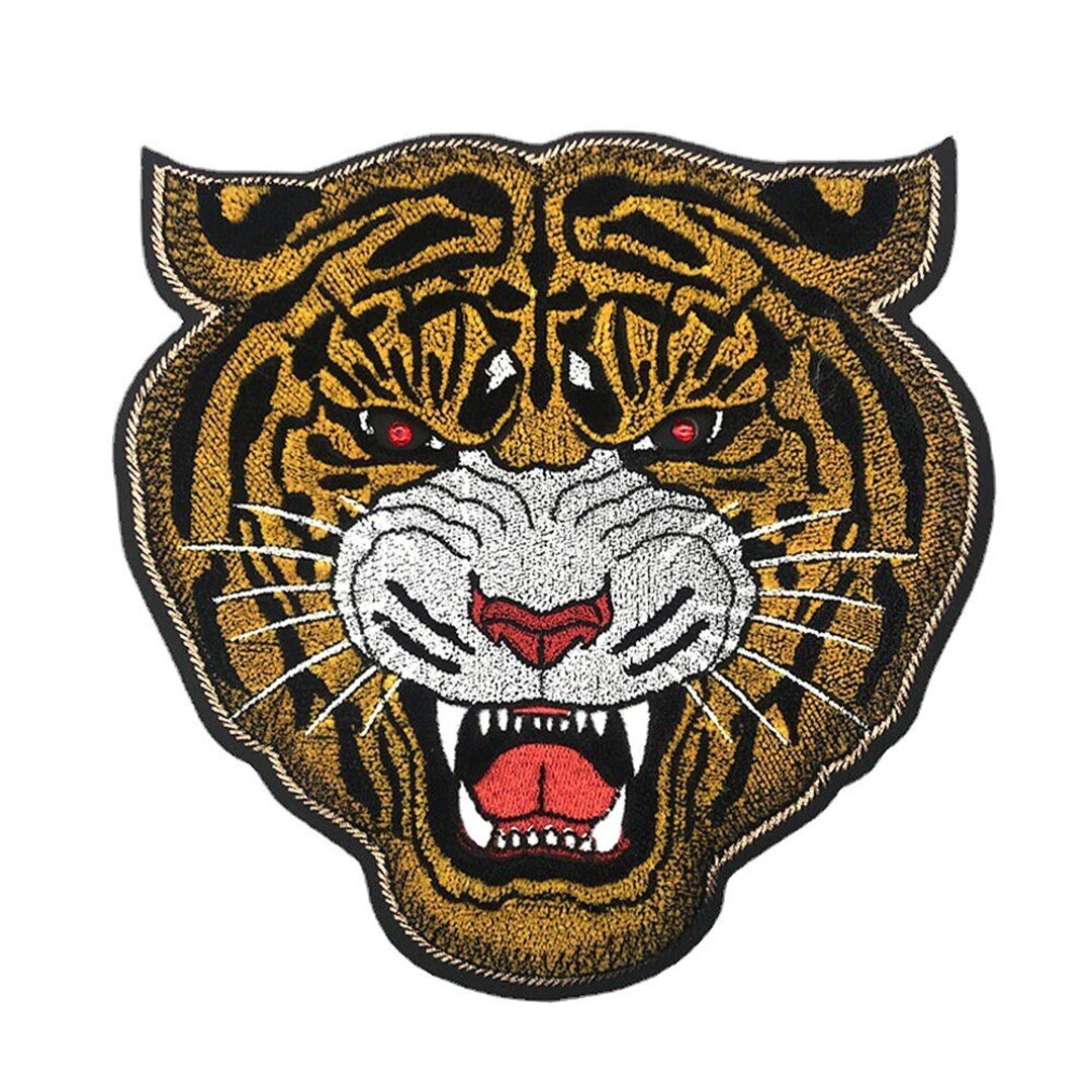 Large Tiger Head Sew on Patch Brush Bristle Embroidered Embroidery ...