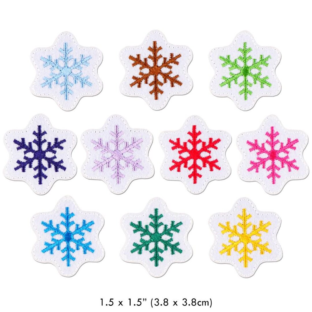 Set 3 Snowflake Iron-on Patches – 1.5”/3.8cm Christmas Embroidered ...