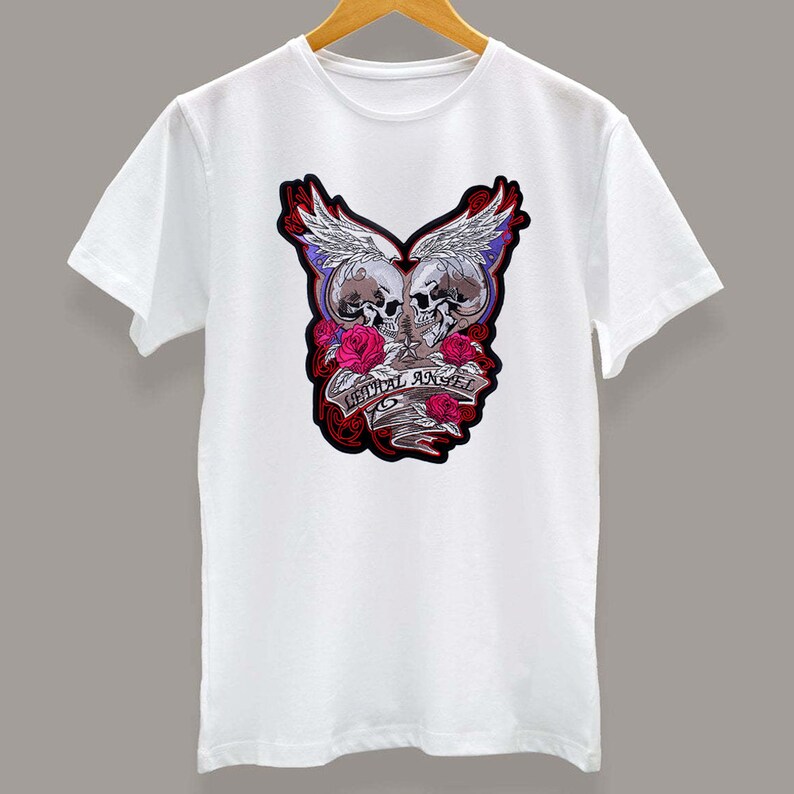 Skull Lover Large Sew Iron on Patch Lethal Angel Embroidered - Etsy