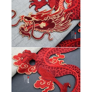 Large Chinese Dragon Sew on Patch Pair Back Patch Embroidery Big Notion ...