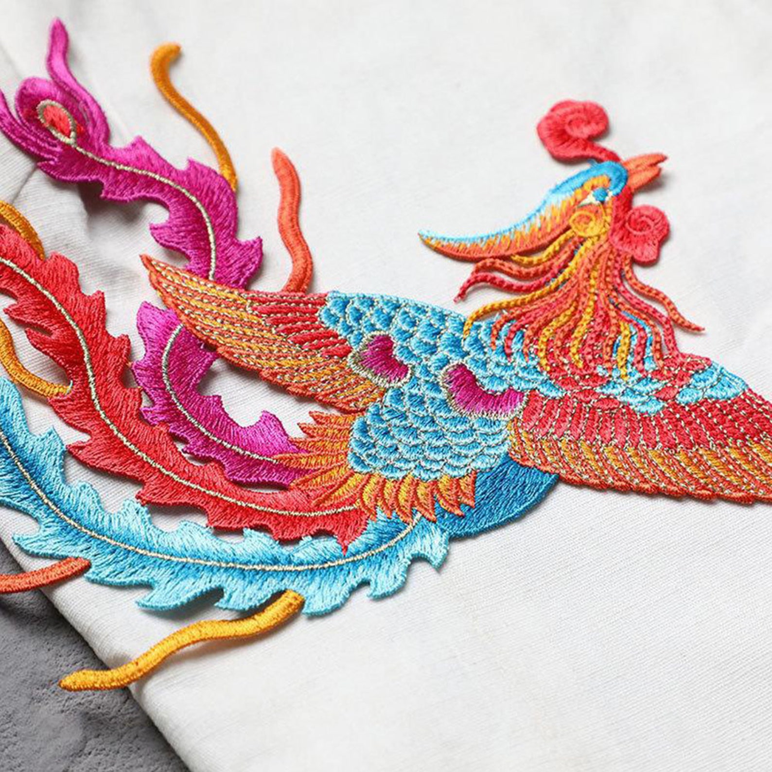 Phoenix Patch Sew on 11"/28cm Large Embroidered Japanese Bird Pair Big ...