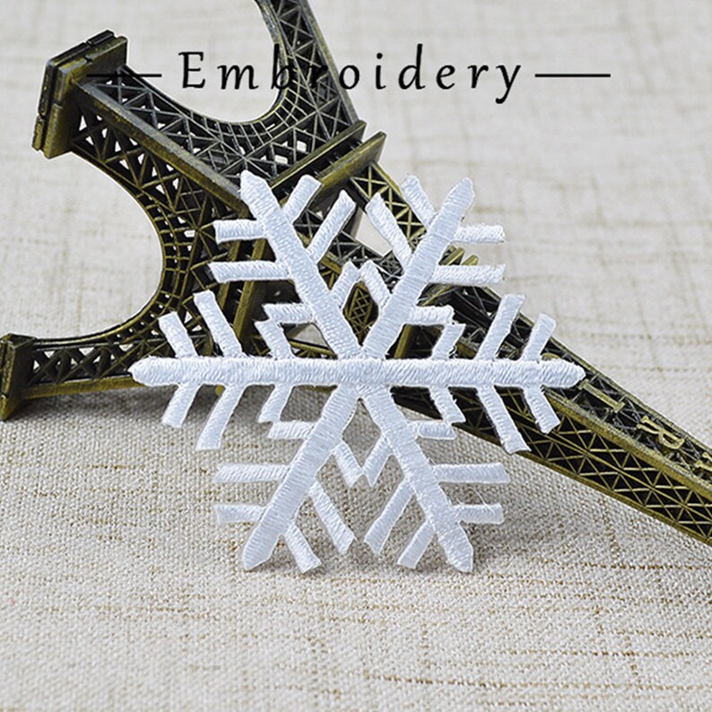 3pc Snowflake Iron on Patch Embroidered White Gold Silver Snow Flake ...