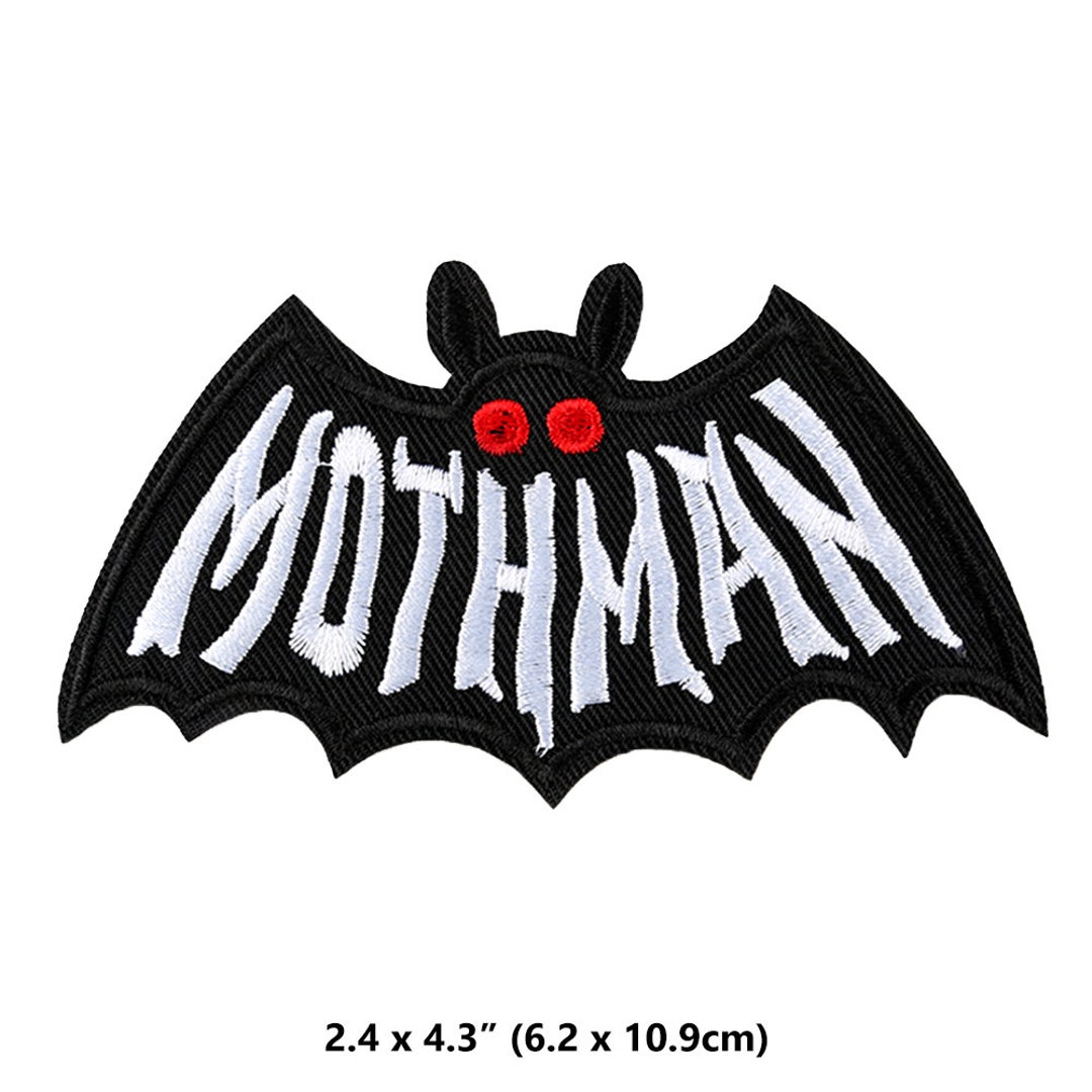 Mothman Sew Iron on Patch Embroidered Black Moth Man Cryptid Creature ...