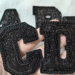 Large Sequin Letter Iron on Patch Glitter Number 0-9 Gold Silver Pink ...