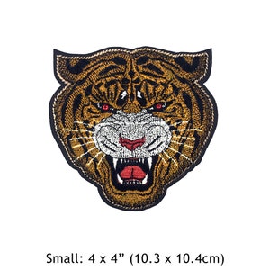 Large Tiger Head Sew on Patch Brush Bristle Embroidered Embroidery ...