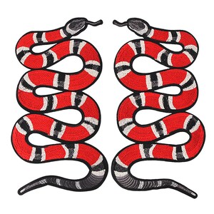Large Sequin Coral Snake Back Patch Sew Iron on Large Applique Red ...
