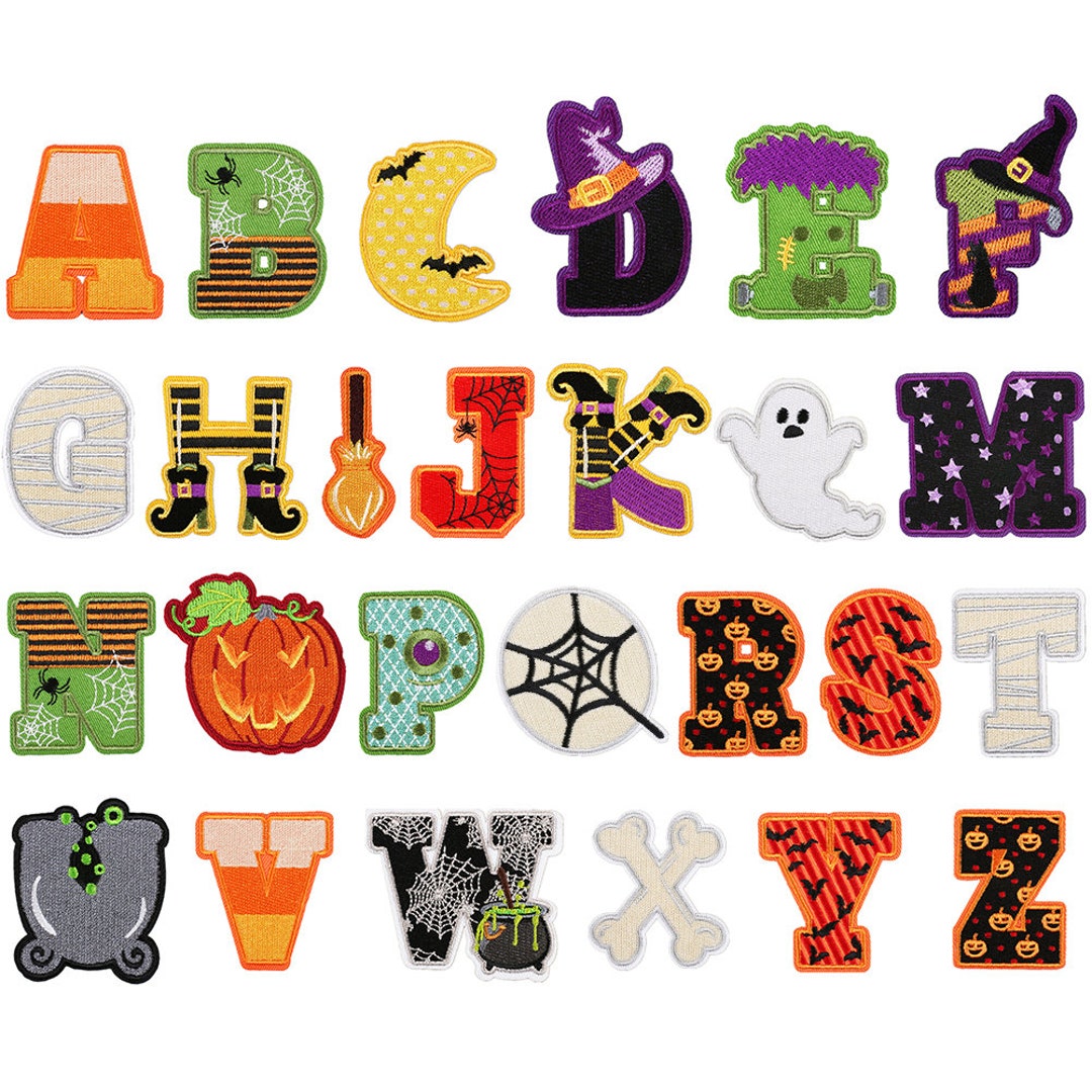 Halloween Letter Patch Iron on Patch Alphabet A to Z Sew Patch Jack O ...