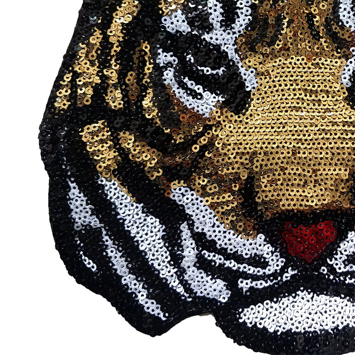 Large Sequin Tiger Head Iron on Patch Sew on Patch Sparkling | Etsy