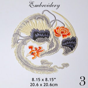 Large Phoenix Round Sew on Patch 8"/ 20cm Japanese Bird Back Patch ...